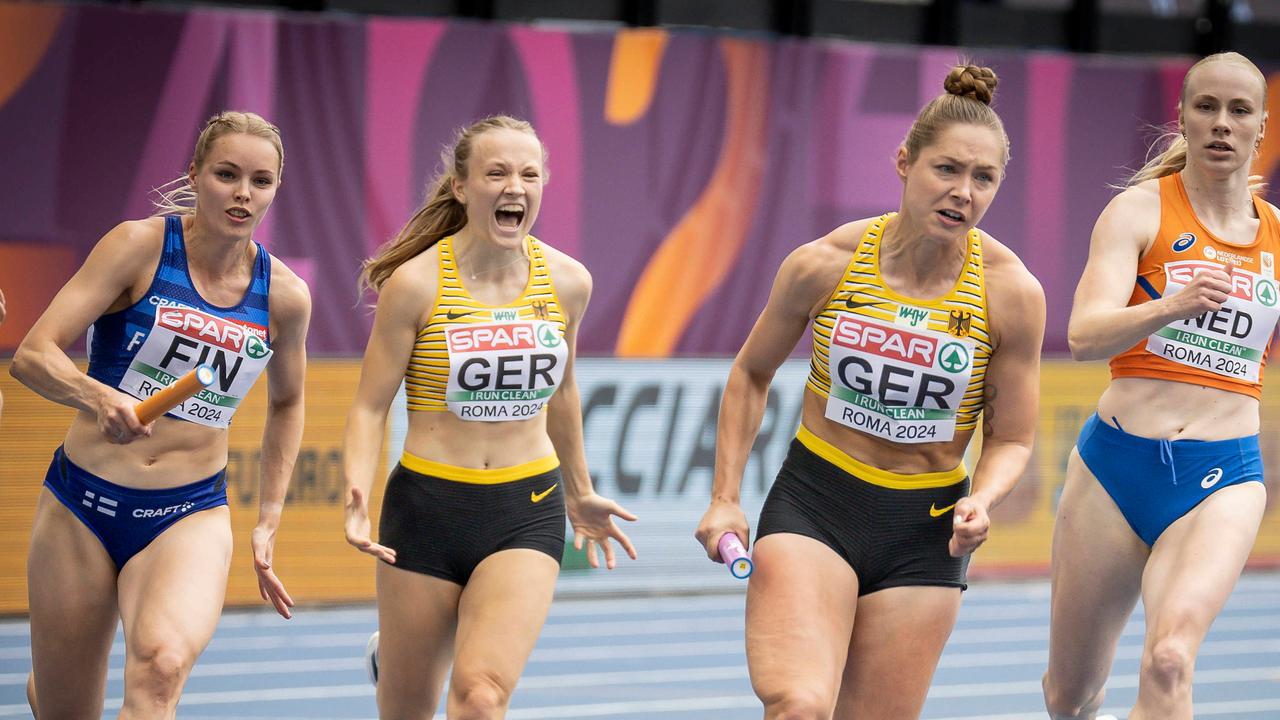 Leichtathletik-EM 2024: 4x100 m Staffel Frauen - der Vorlauf mit dem ...